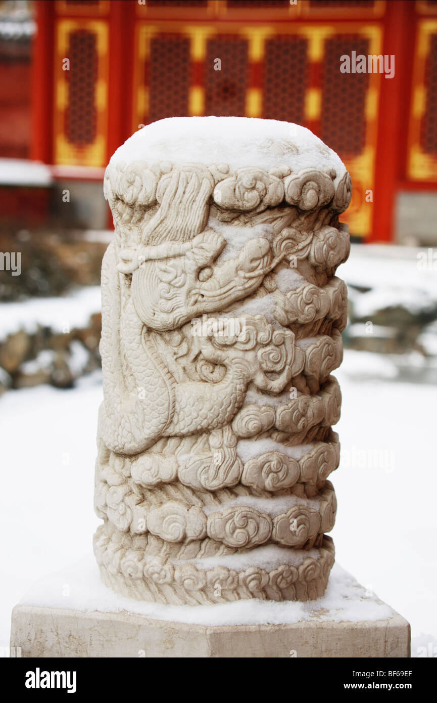 Marble railing carved with dragon and cloud, Beihai Park, Beijing ...
