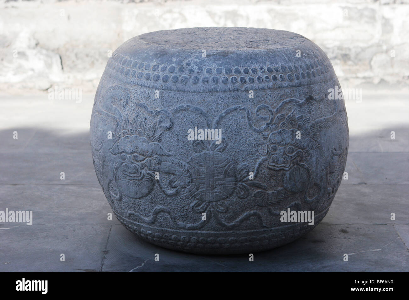 Mounting stone of a Hutong courtyard mansion, Beijing, China Stock ...