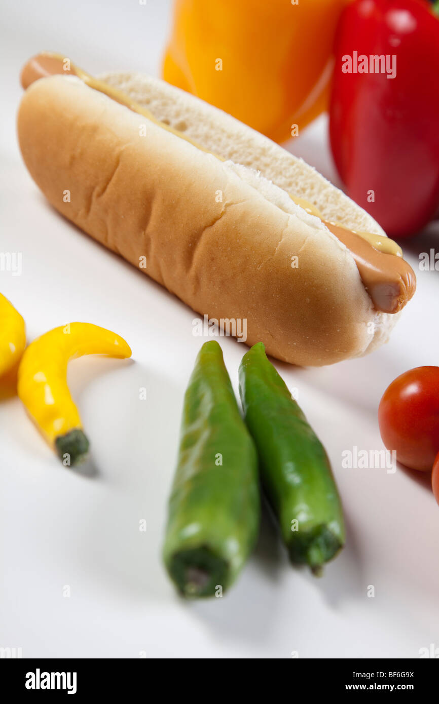 Hot dog on white with soft shadow Stock Photo - Alamy