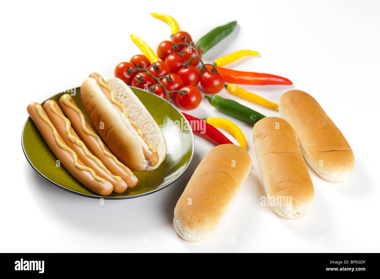 Hot dog on white with soft shadow Stock Photo - Alamy
