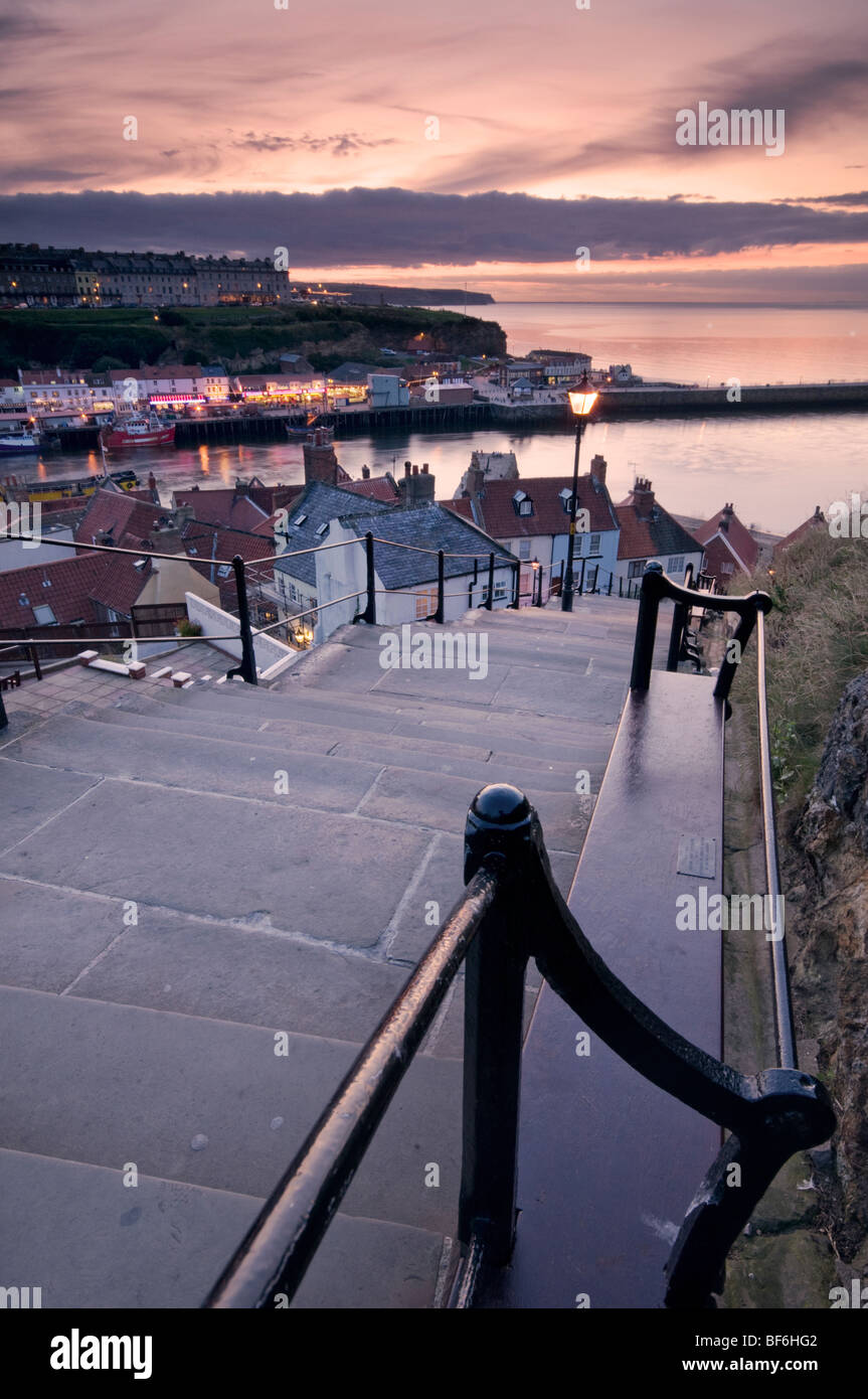 Whitby steps sunset hi-res stock photography and images - Alamy
