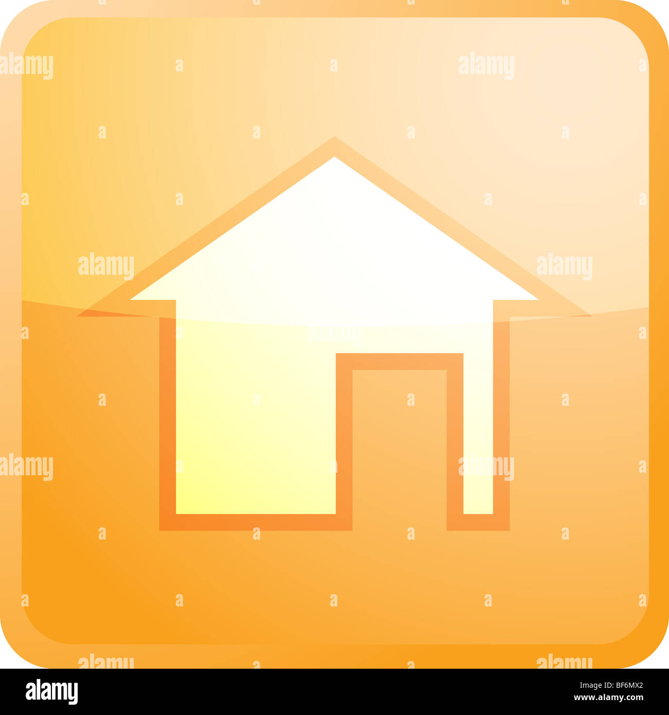 Home navigation icon glossy button, square shape Stock Photo - Alamy