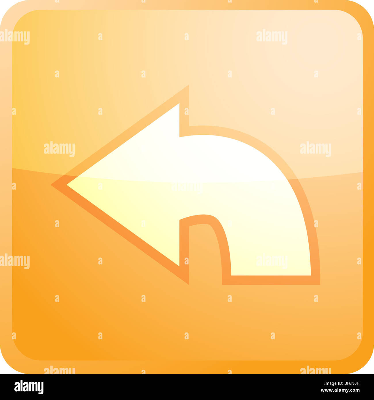 Return navigation icon glossy button, square shape Stock Photo - Alamy