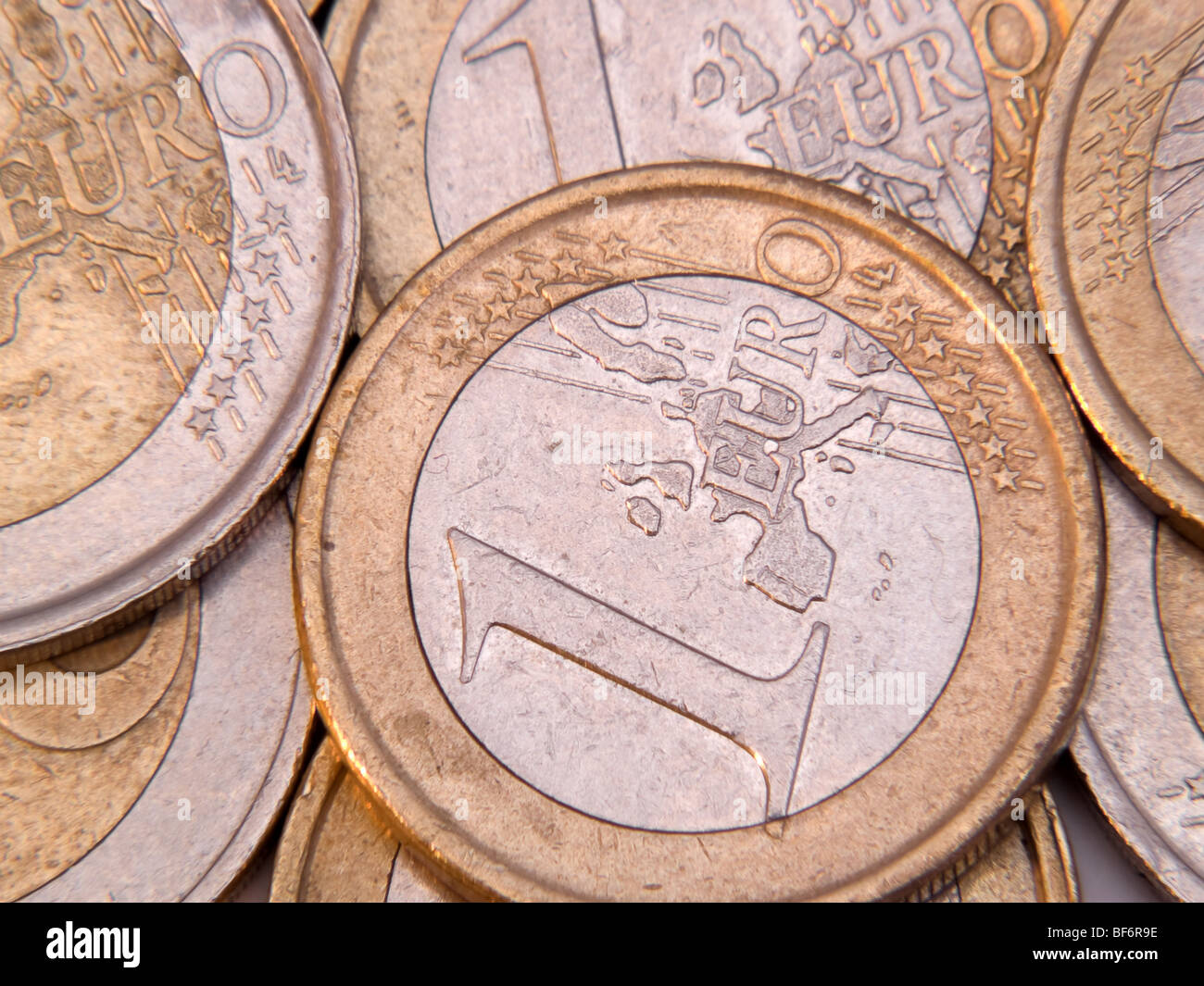 Euro coins of different value macro above Stock Photo - Alamy