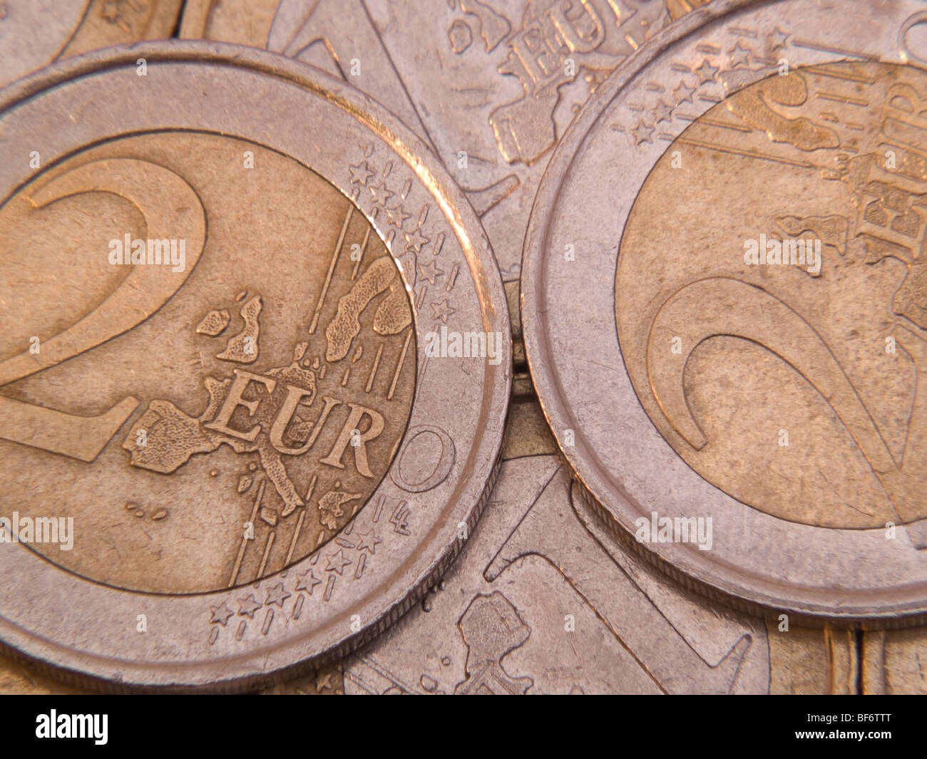 Euro coins of different value macro above Stock Photo - Alamy