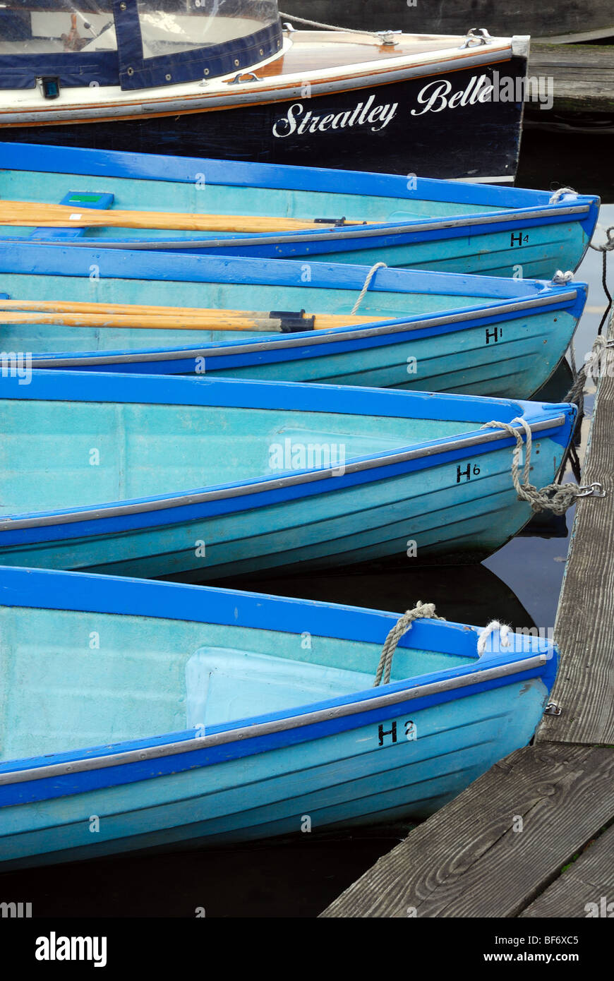 Blue rowing boats Stock Photo - Alamy