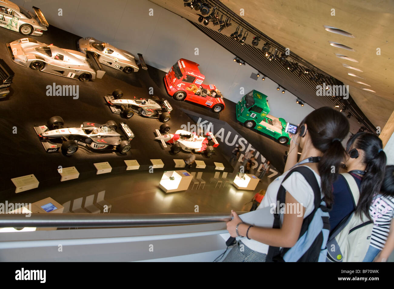 Teenagers at Mercedes-Benz-Museum in Stuttgart, Baden-Wurttemberg ...