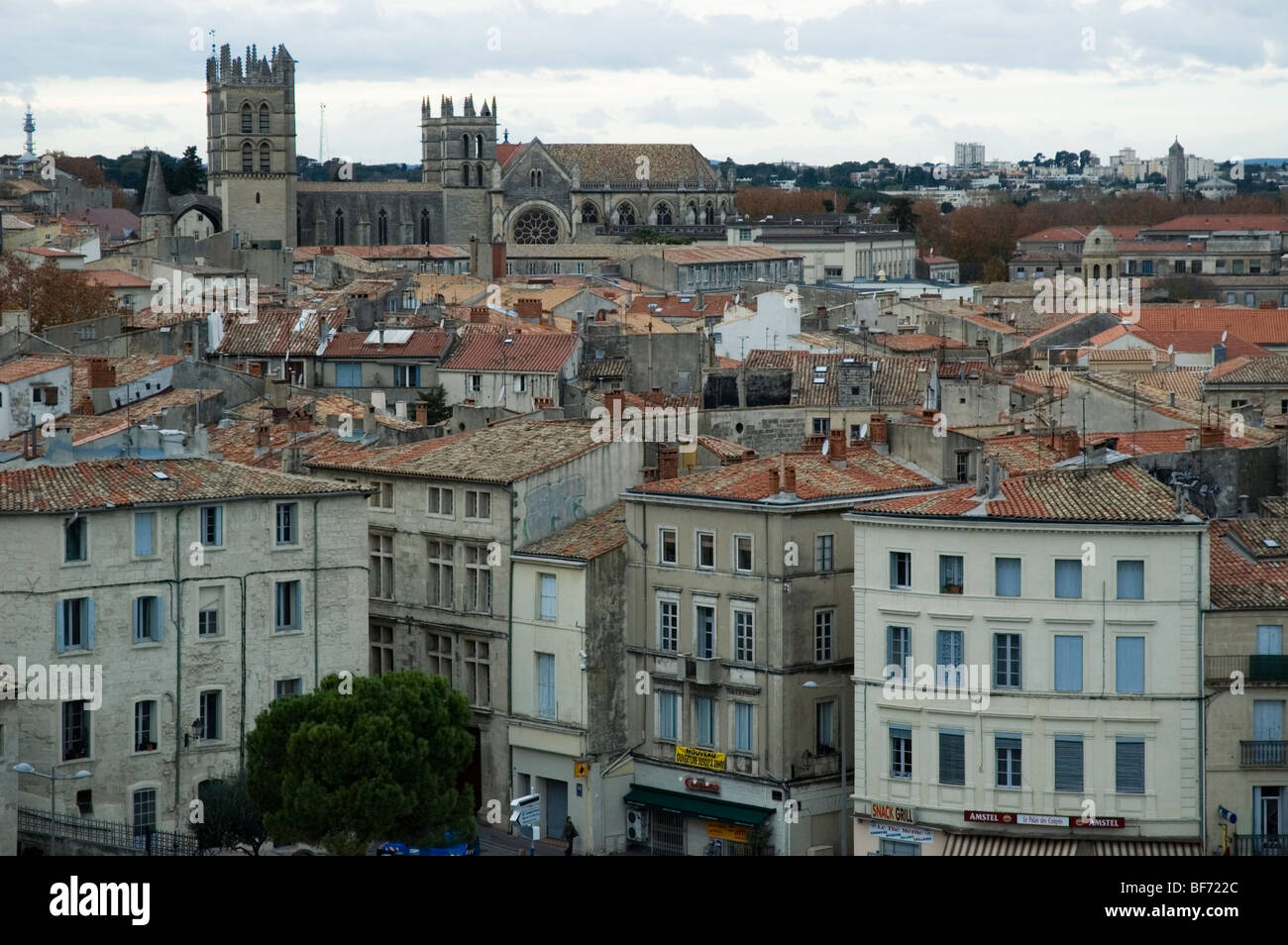 Cathedrale Saint-Pierre de Montpellier on the skyline of Montpellier in ...