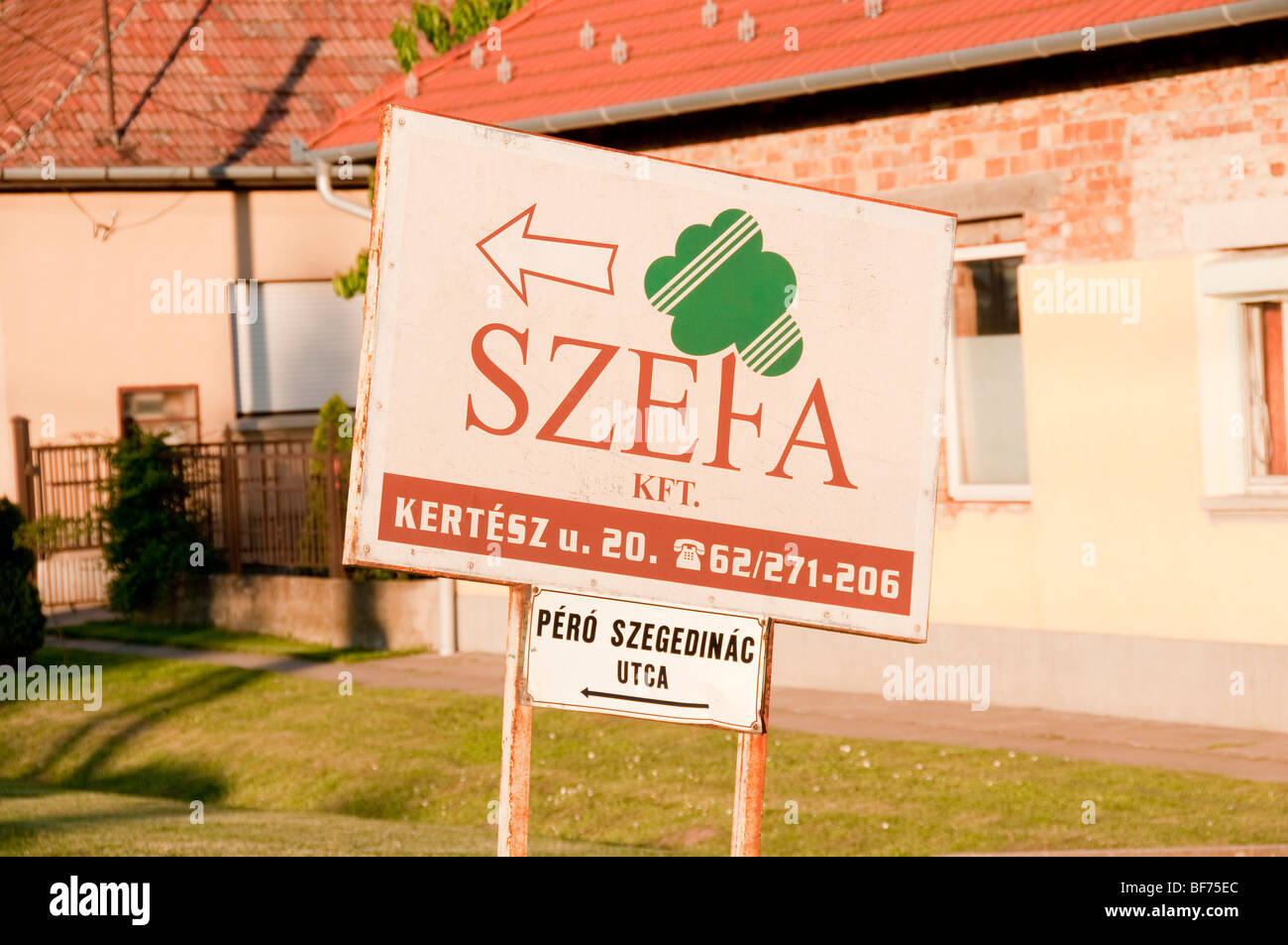 Hungarian House For Sale Sign in Hungary Stock Photo - Alamy