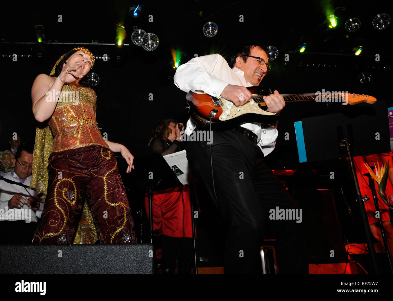Woman singer and guitar player, wedding party,restaurant Golden Gates ...