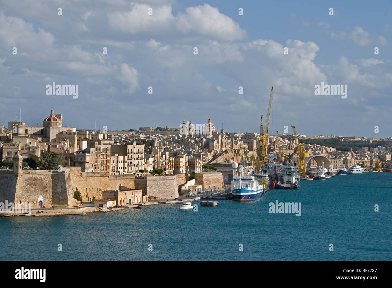 Senglea Malta three cities opposite Fortified City Valletta Stock Photo ...