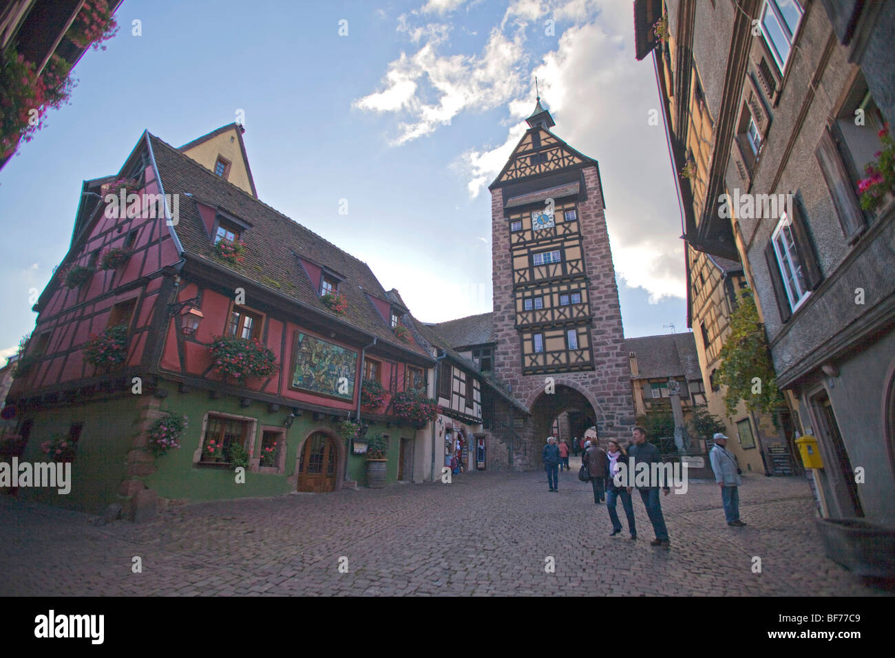 Typical Alsacian House, Dolder Tower in Riquewihr Alsace Haut-Rhin ...
