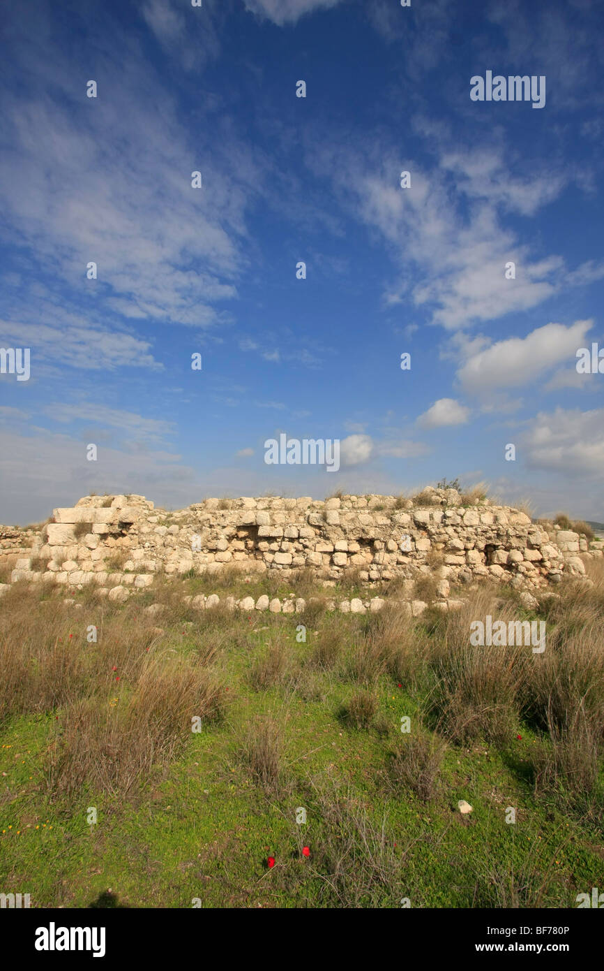 Israel, Shephelah. Archaeological remains at Tel Beth Shemesh Stock ...