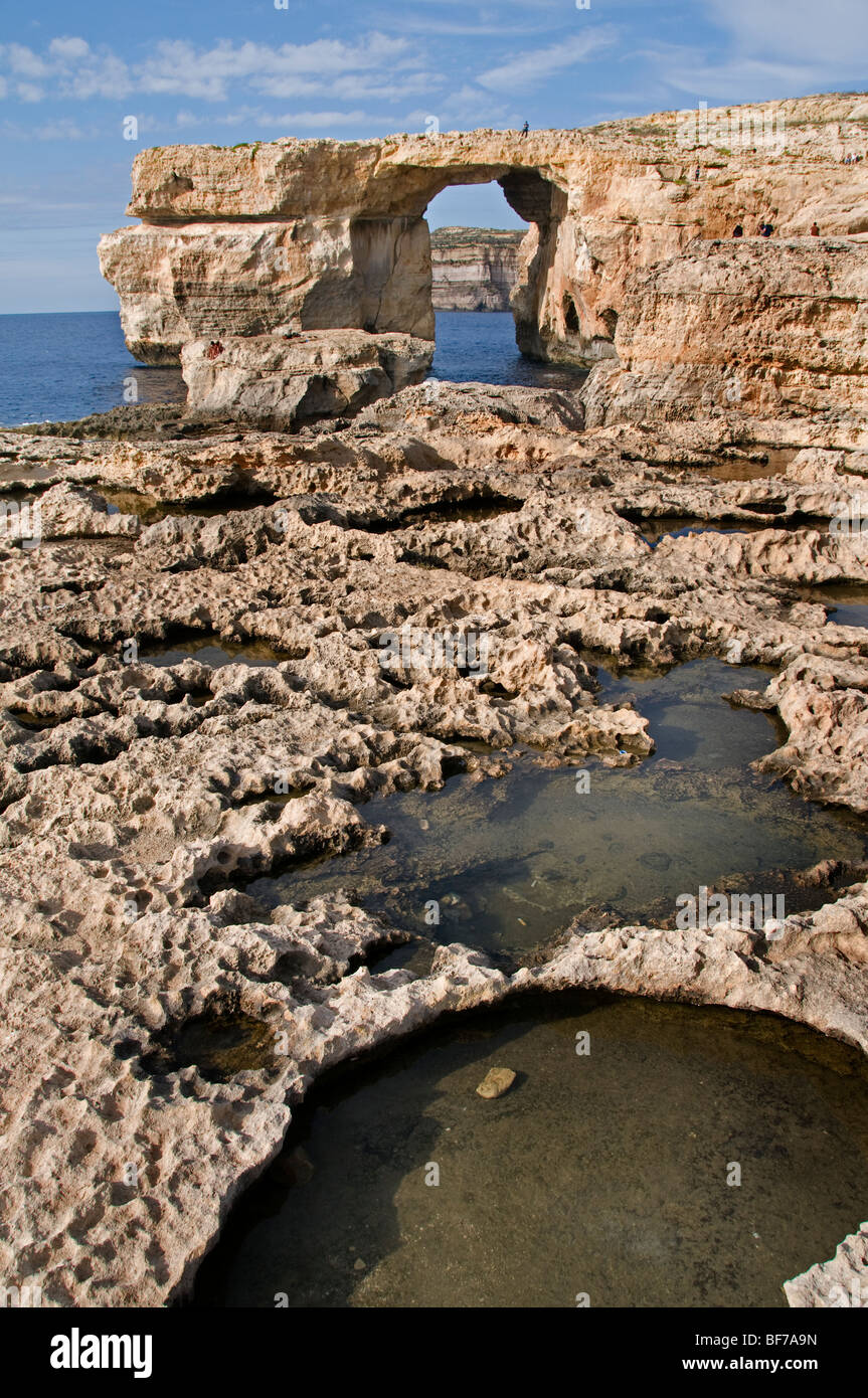 Dwerja Point Azure Window Gozo Malta sea arch natural rock Stock Photo ...