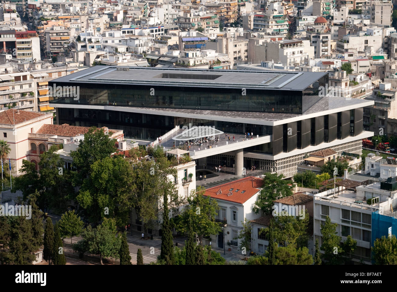 View of the new Acropolis museum from the Acropolis, Athens Stock Photo ...