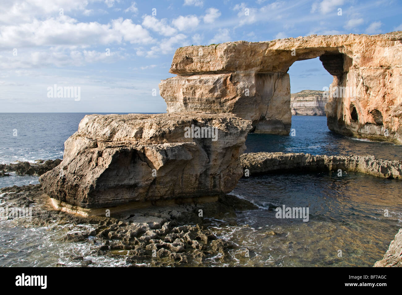 Dwerja Point Azure Window Gozo Malta sea arch natural rock Stock Photo ...