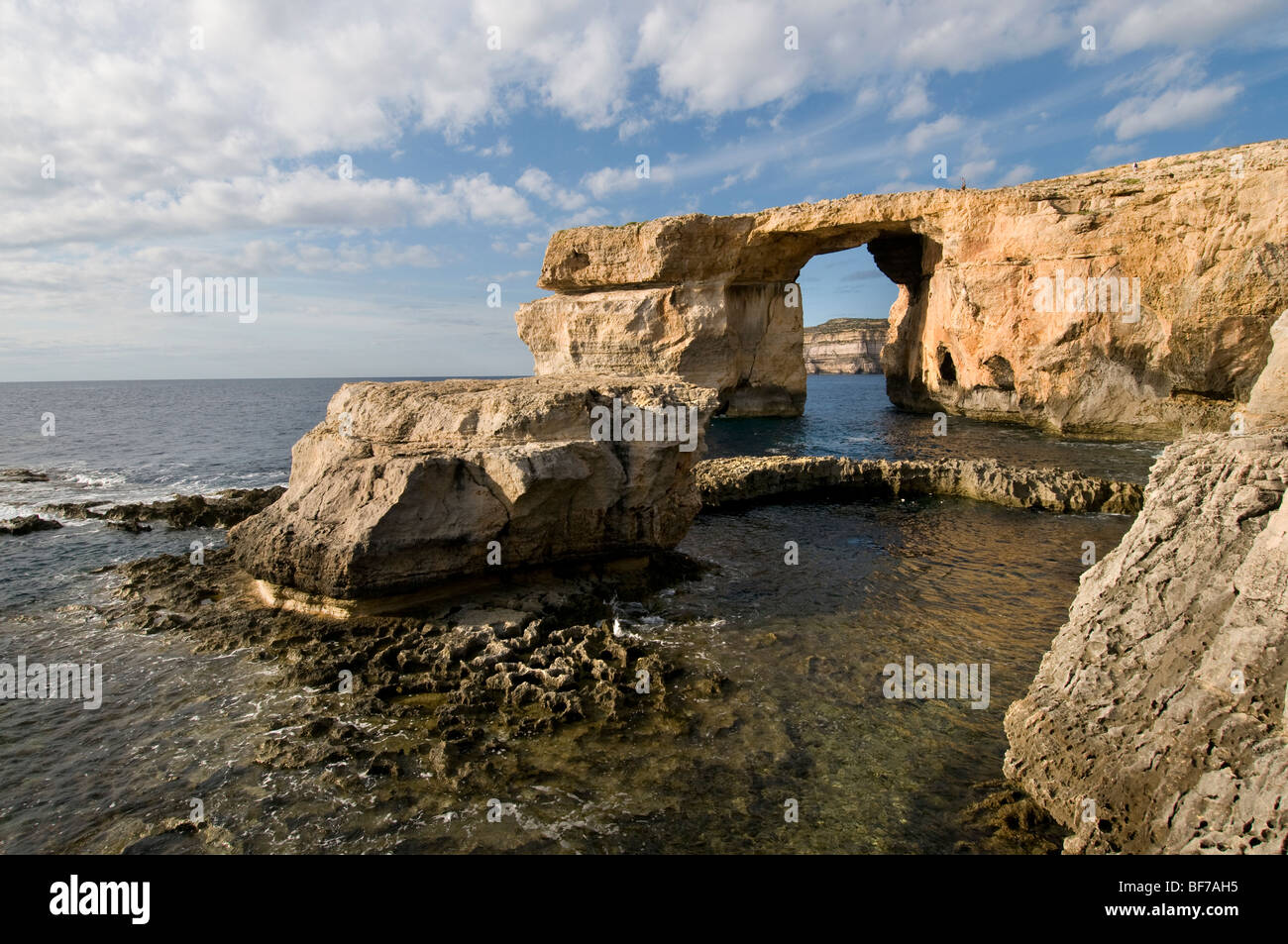 Dwerja Point Azure Window Gozo Malta sea arch natural rock Stock Photo ...