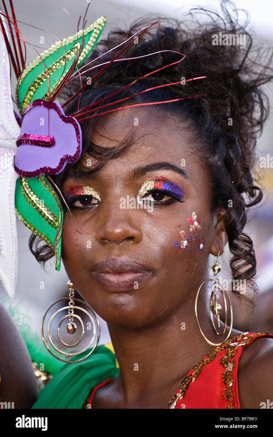 Indian woman at the traditional Carnival parade, Curacao Stock Photo ...