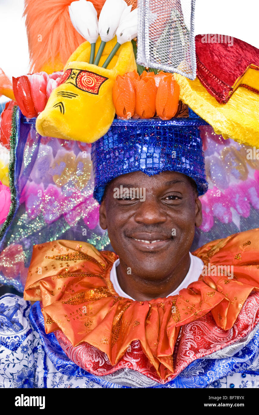 Big smile from a local Curacao man dressed up and enjoying Carnival ...