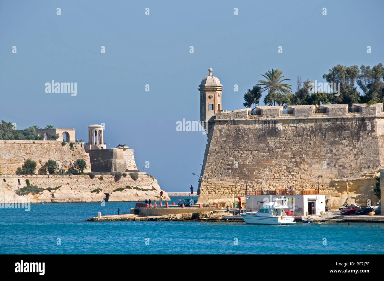 Senglea Malta three cities opposite Fortified City Valletta Stock Photo ...