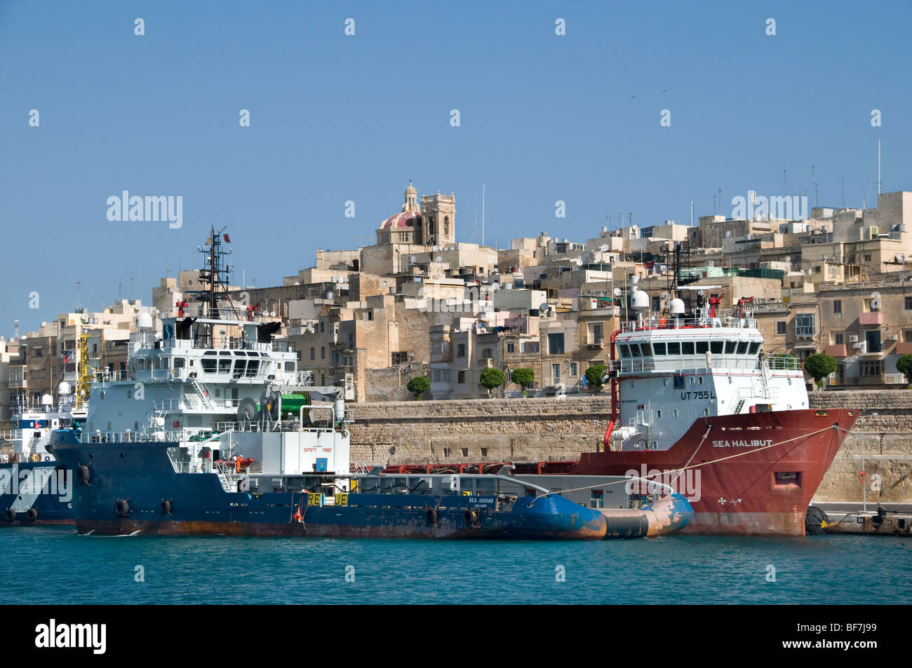 Senglea Malta three cities opposite Fortified City Valletta Stock Photo ...