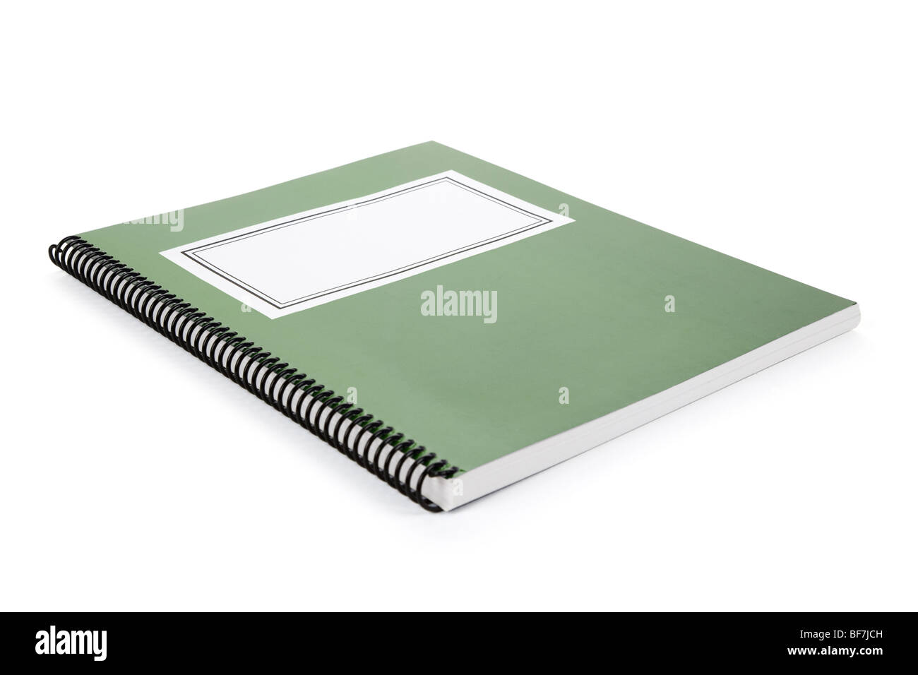 Green school textbook, notebook or manual with white background Stock ...