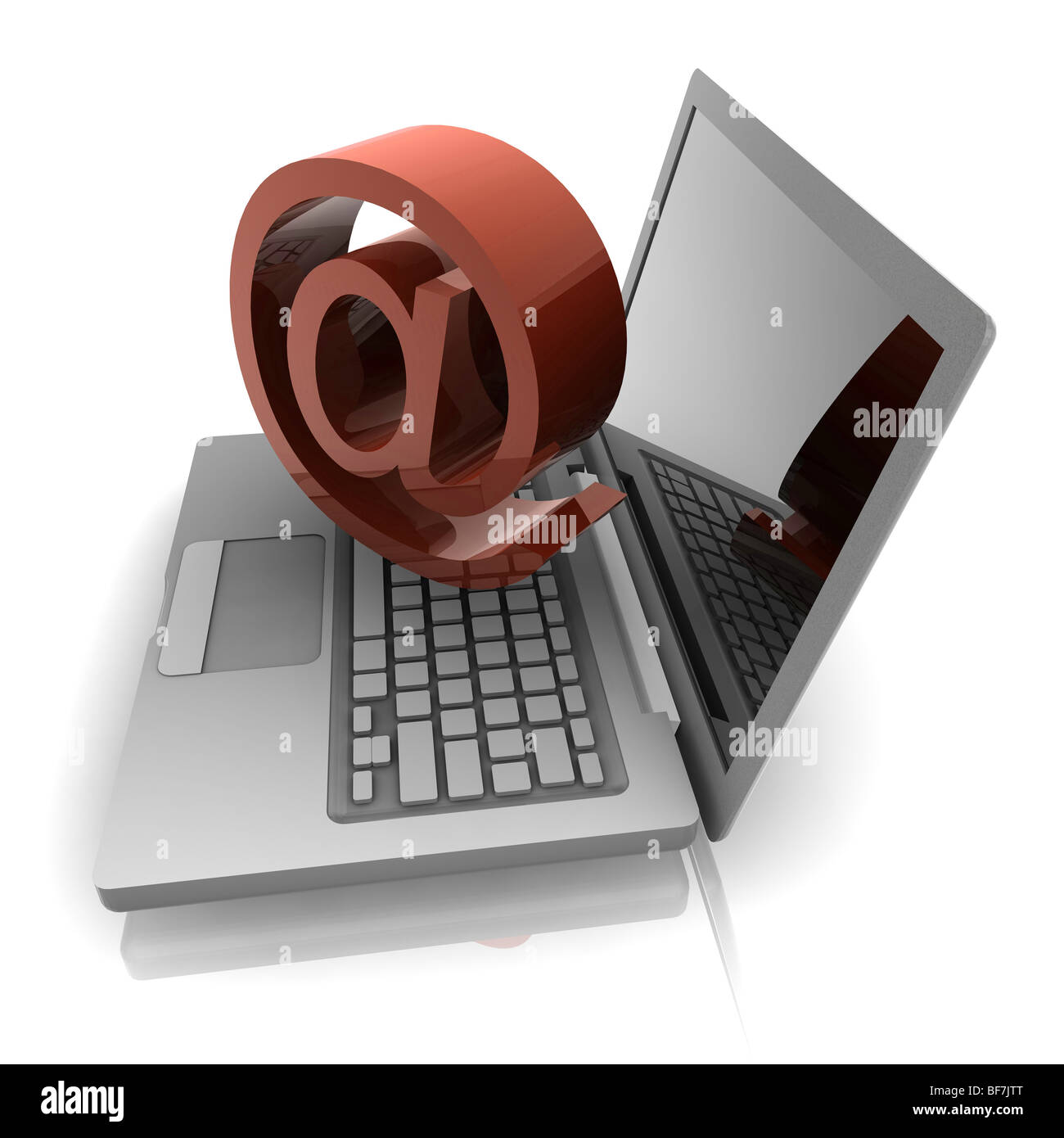 Computer online internet illustration with at symbol and notebook Stock ...