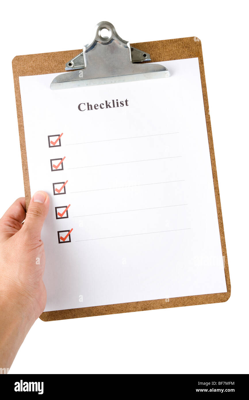 Checklist and Clipboard with white background Stock Photo - Alamy