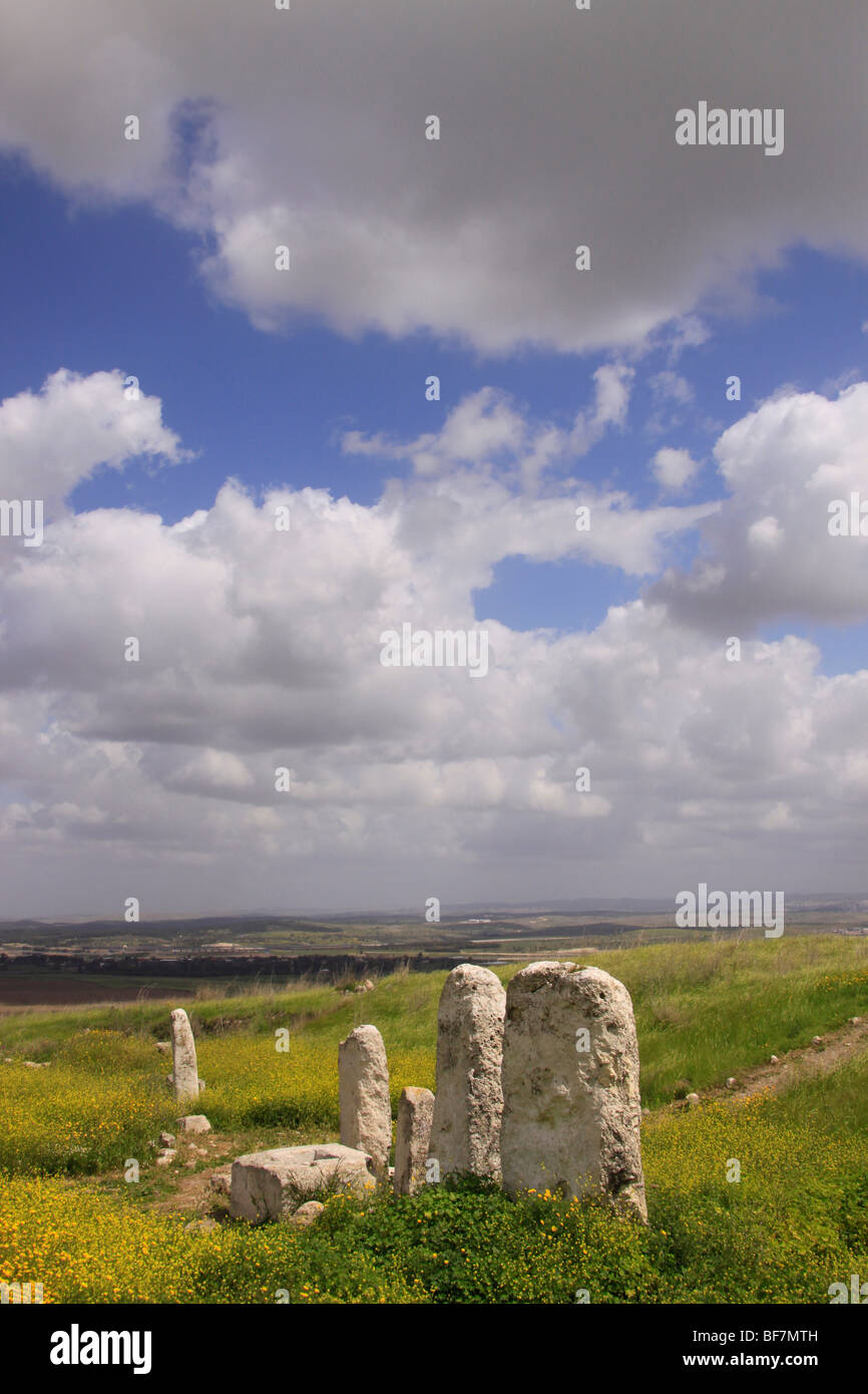 Israel, Southern Coastal Plain, the Monolith Temple on Tel Gezer Stock ...
