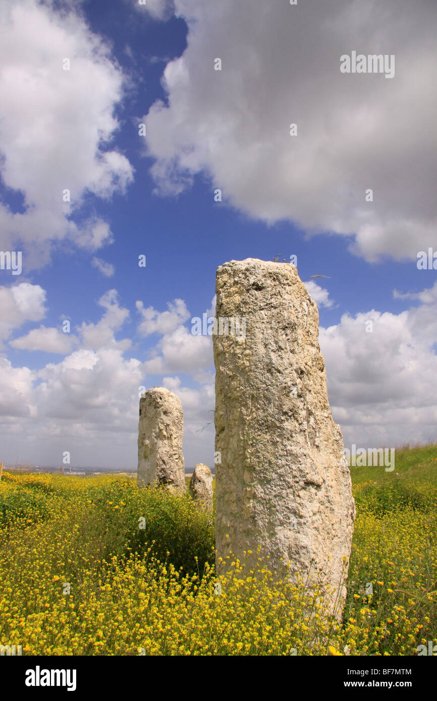 Israel, Southern Coastal Plain, the Monolith Temple on Tel Gezer Stock ...
