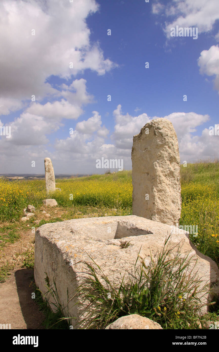 Israel, Southern Coastal Plain, the Monolith Temple on Tel Gezer, the ...
