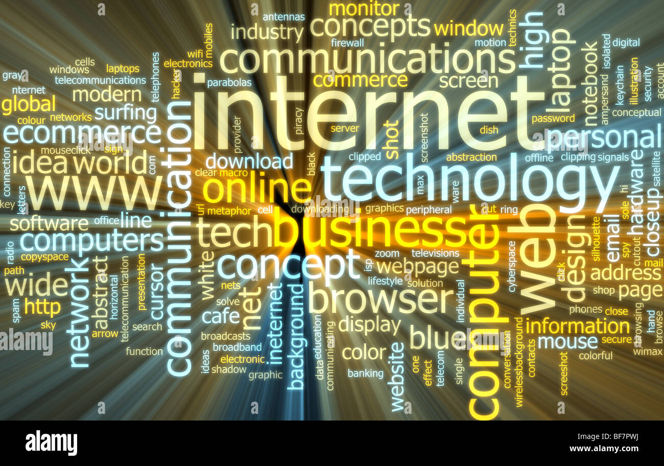Word cloud concept illustration of internet web glowing light effect ...