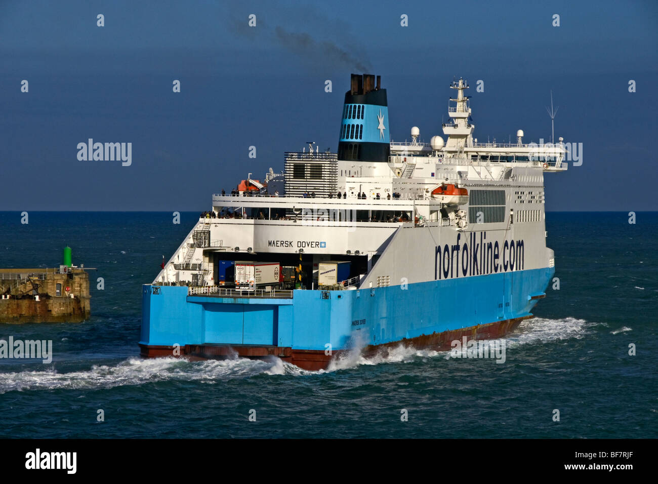 Norfolk Line ferry Maersk Dover leaves Dover in England bound for ...