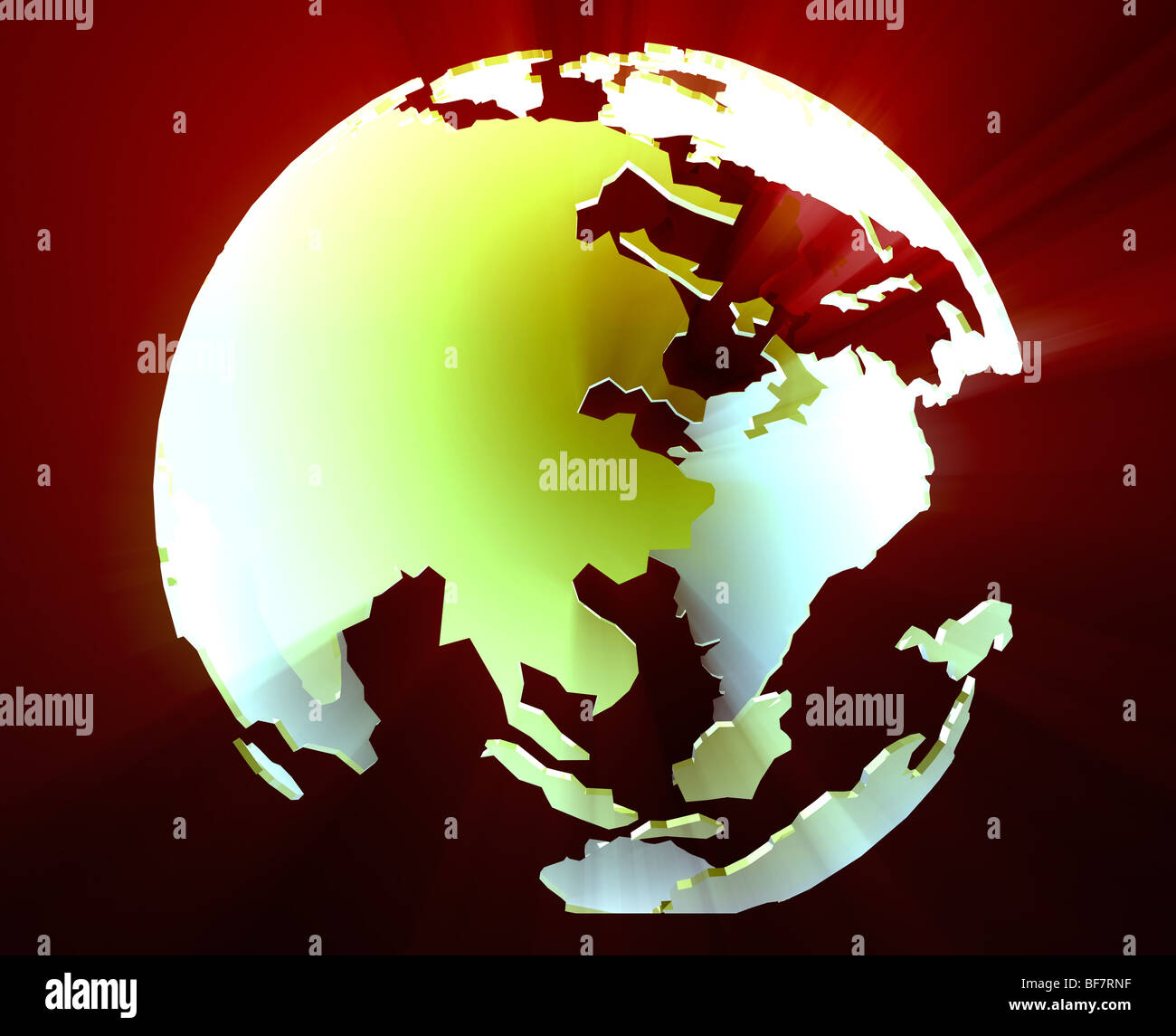 Globe map illustration of Asia and Pacific Stock Photo - Alamy