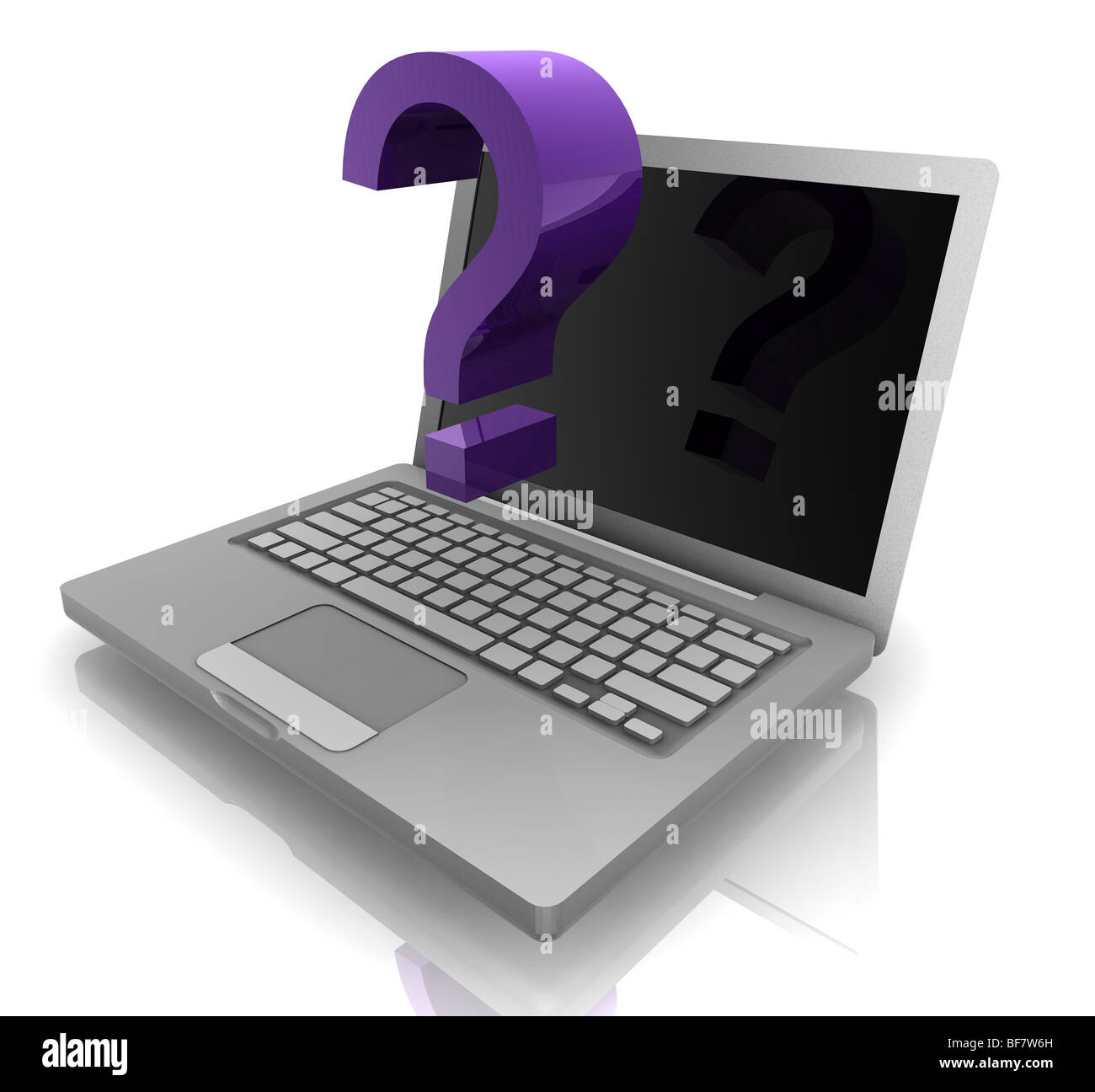 Computer online help information with question mark and notebook Stock ...