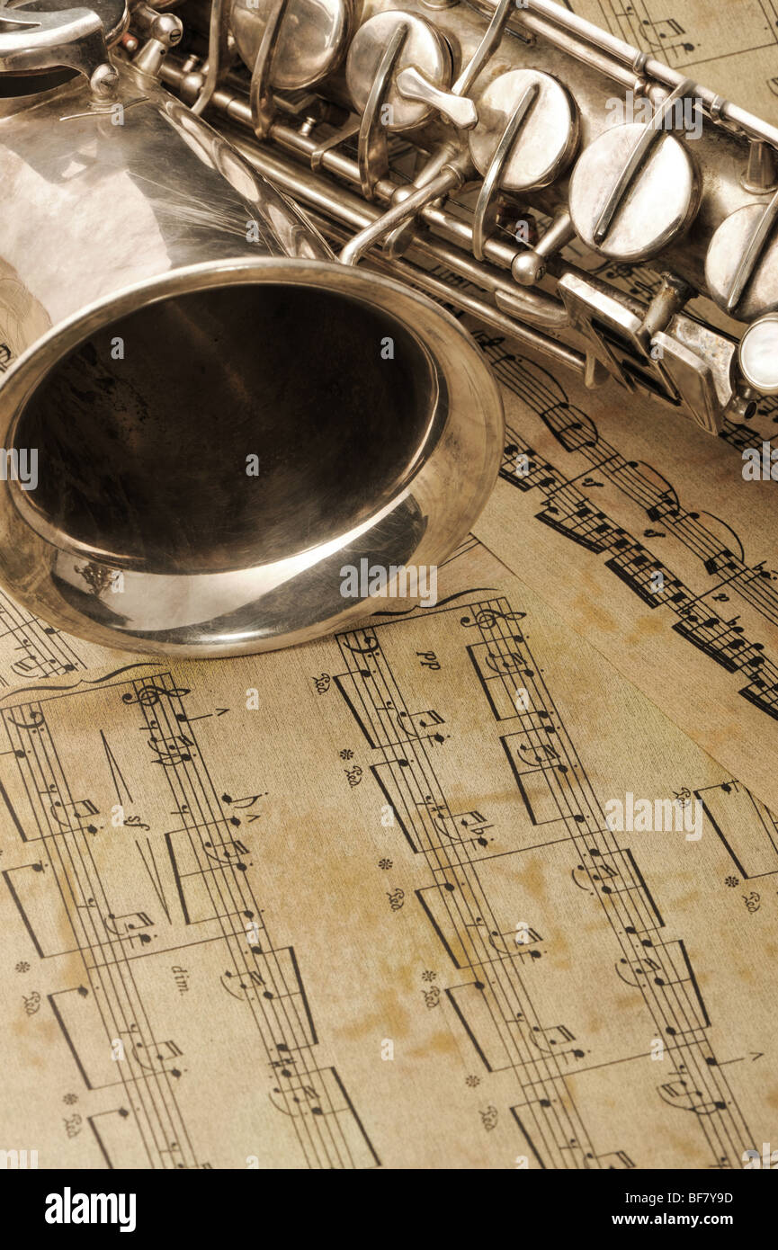 Old saxophone notes musical instrument hi-res stock photography and ...