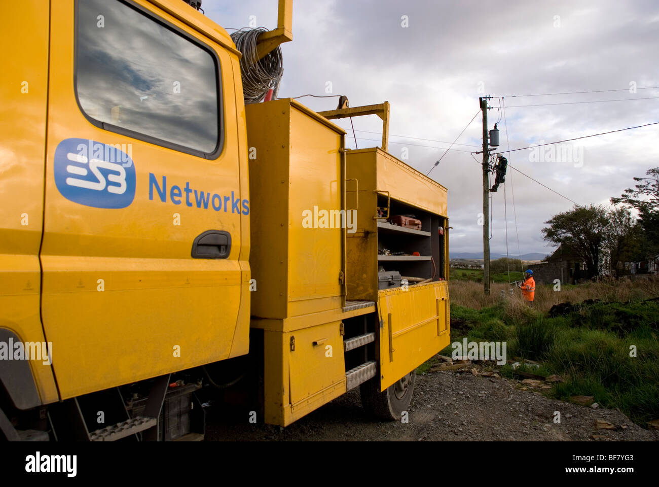 Irish electricity provider ESB engineers working to replace a ...
