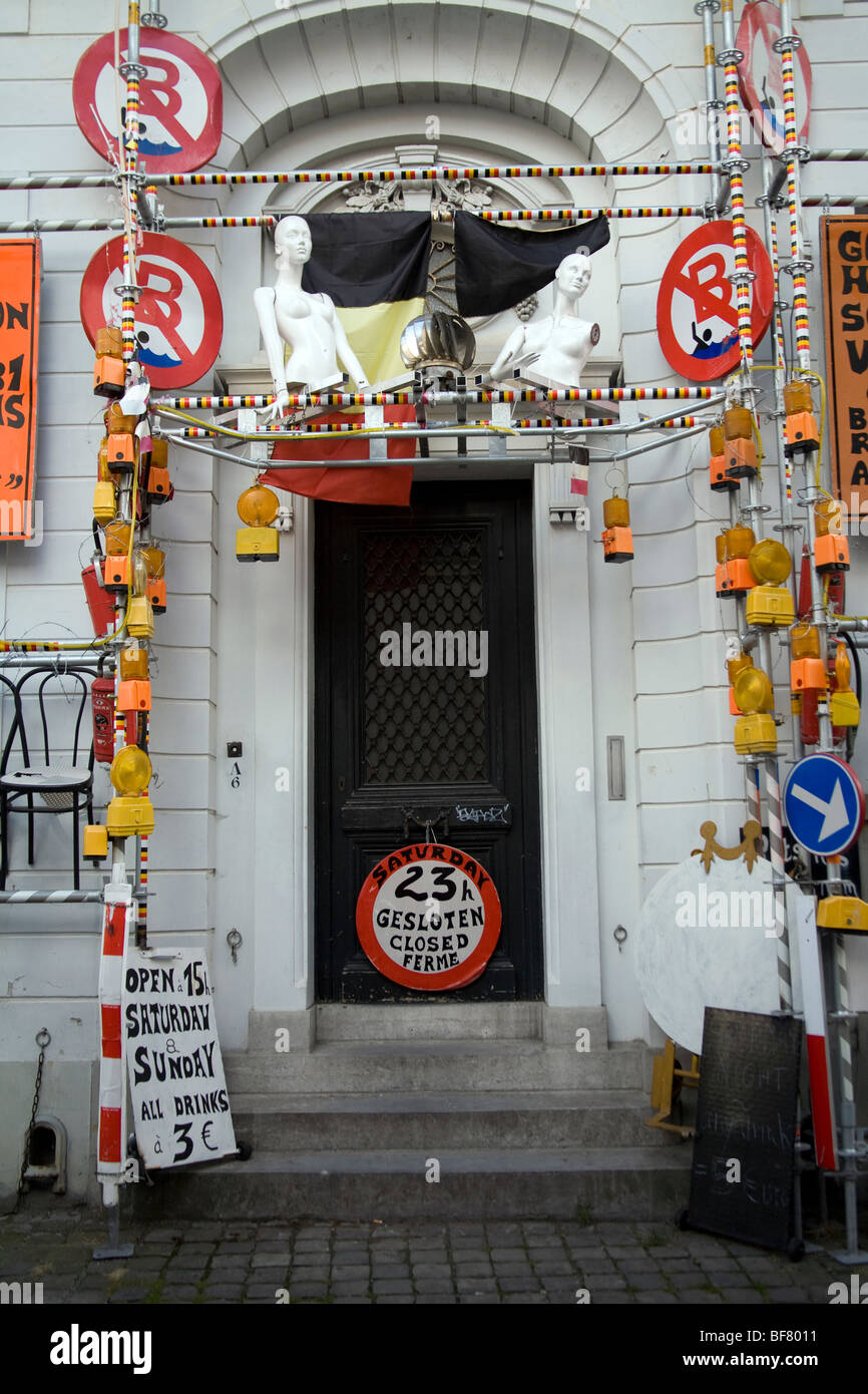 The entrance to Retsins Lucifernum bar and club in Bruges, Belgium ...