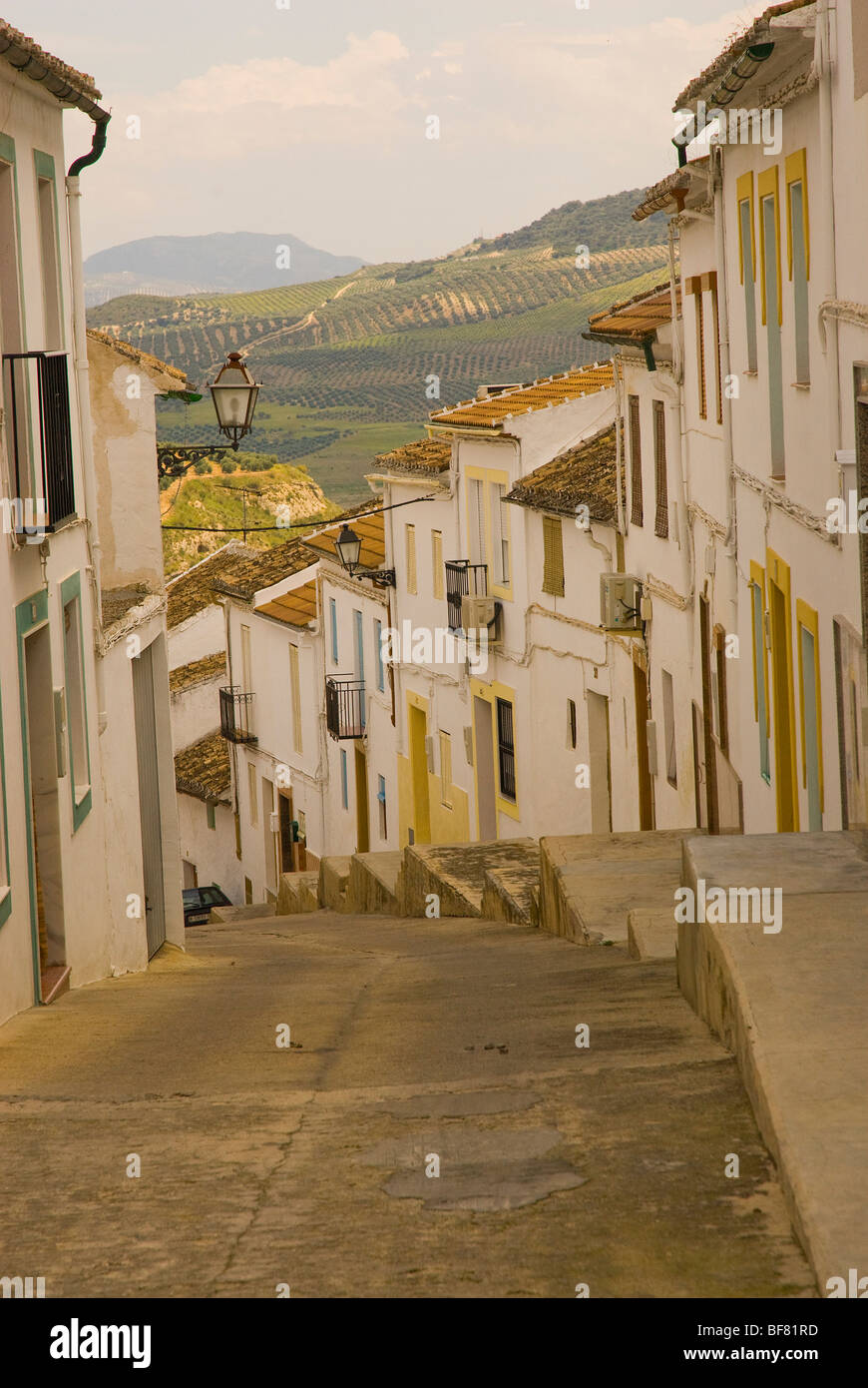 Street scene in Spanish village Stock Photo - Alamy