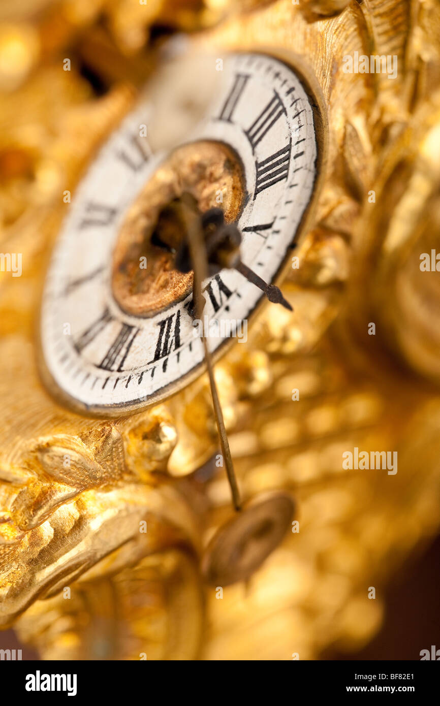 Close-up of historic antique clock, macro lens Stock Photo - Alamy