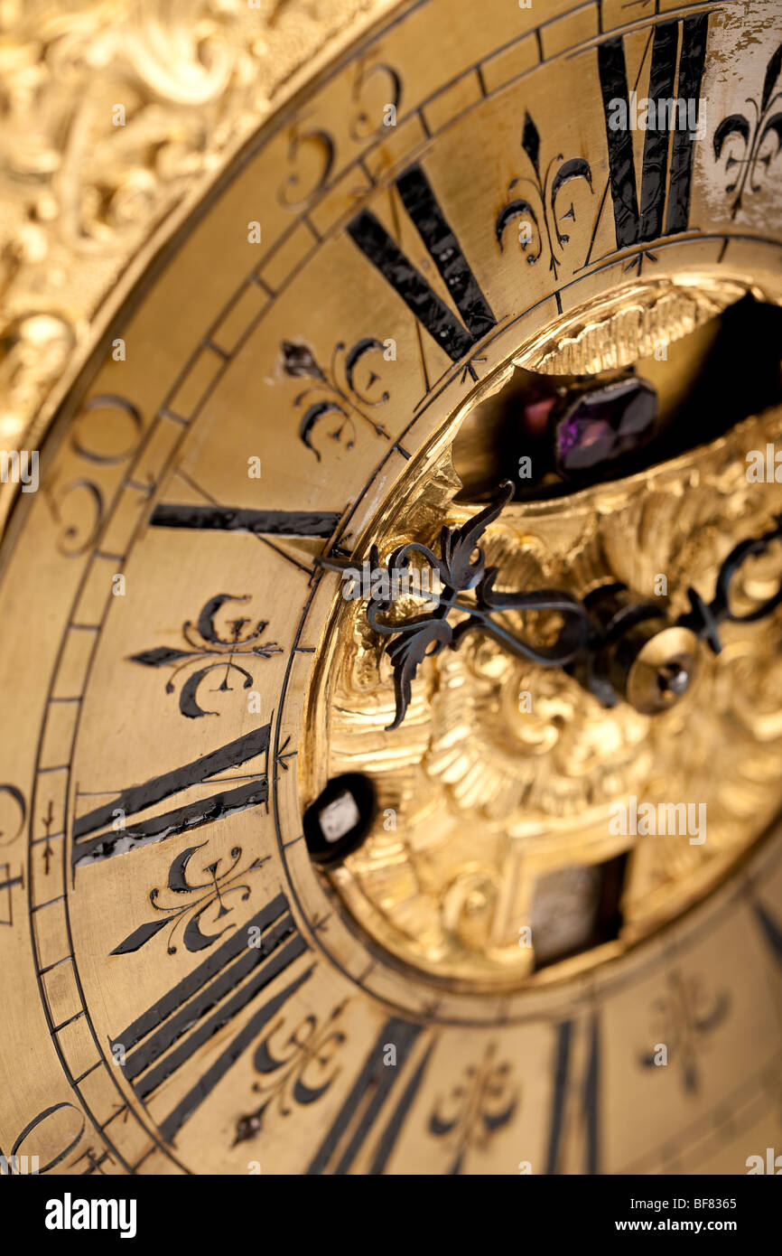 Close-up of historic antique clock, macro lens Stock Photo - Alamy