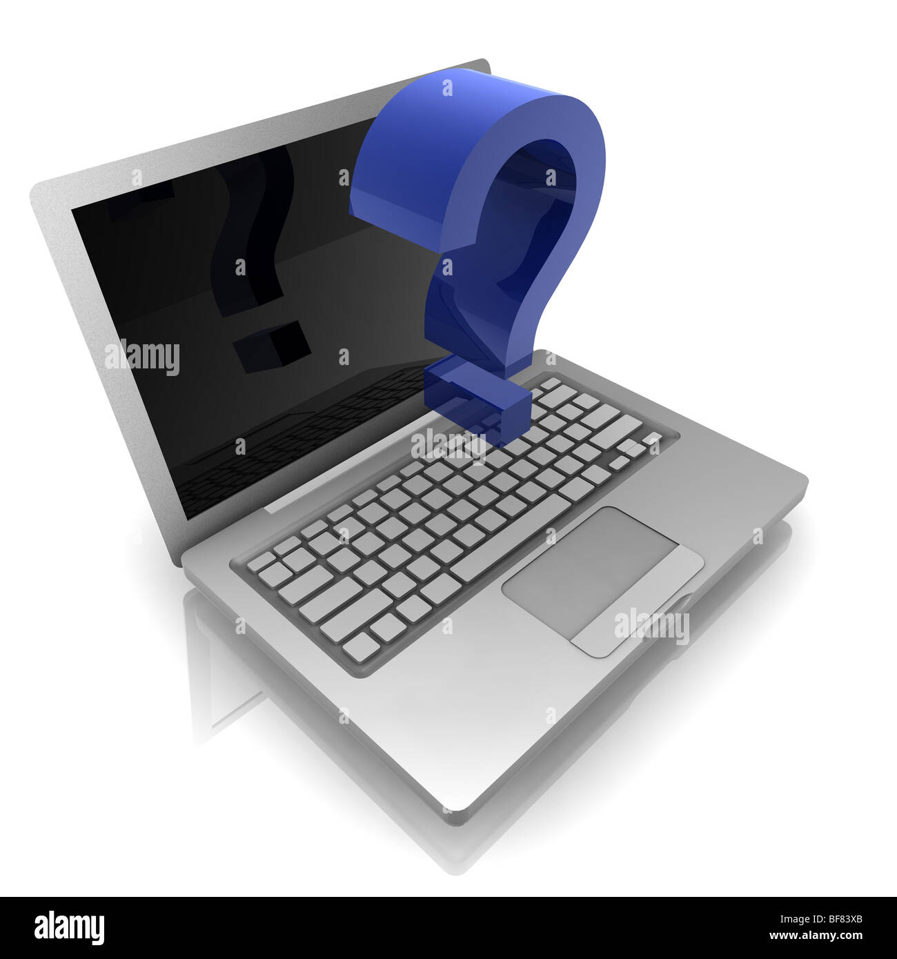 Computer online help information with question mark and notebook Stock ...