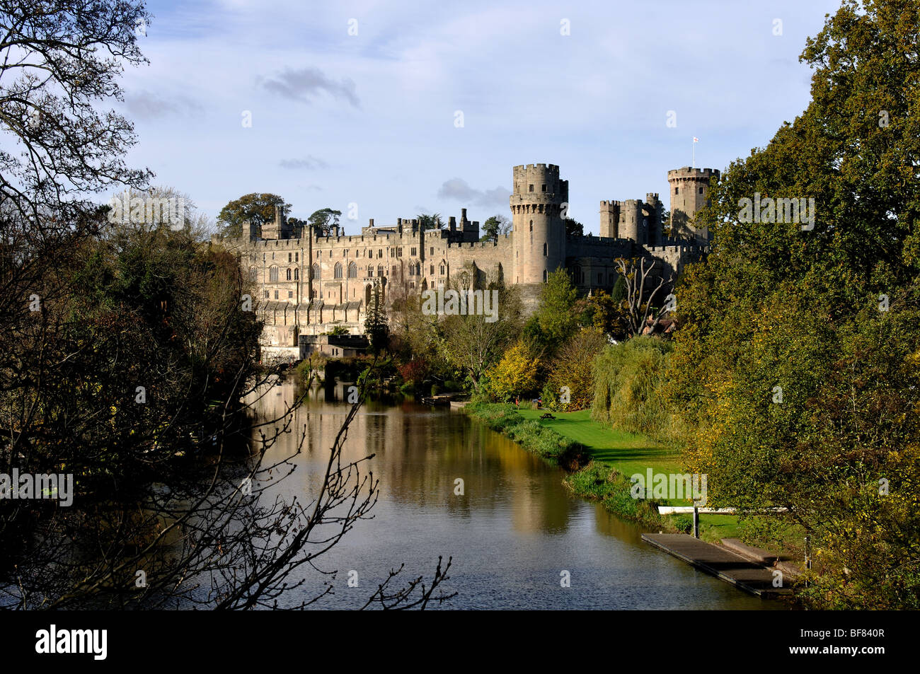 Warwick Castle and River Avon, Warwickshire, England, UK Stock Photo ...