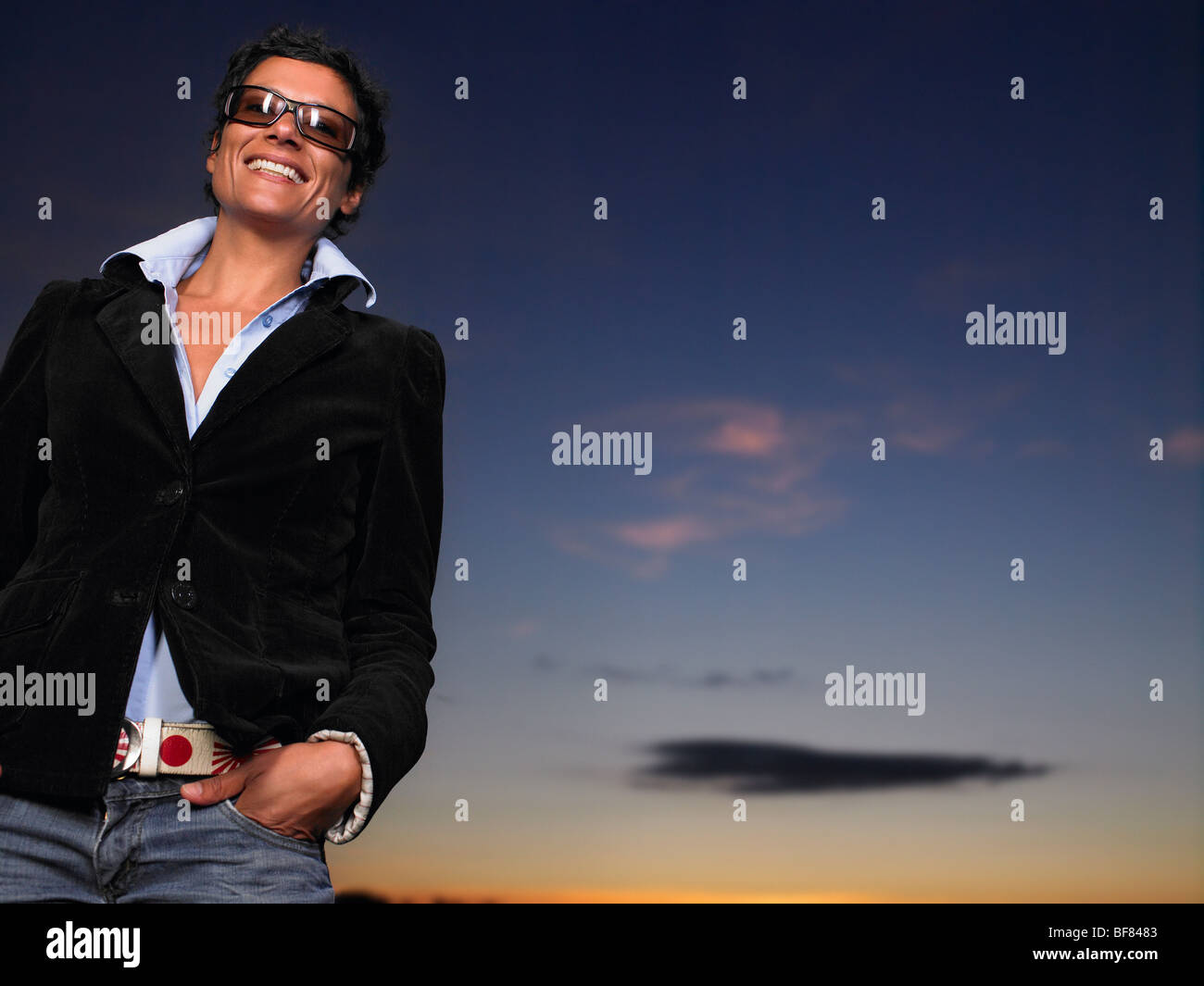 Smiling in sunset hi-res stock photography and images - Alamy
