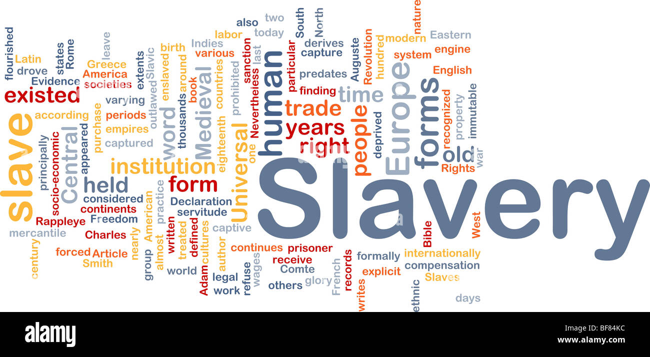Word cloud concept illustration of human slavery Stock Photo - Alamy