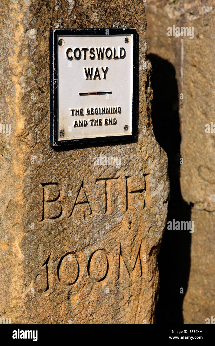 Cotswold Way sign at the beginning and the end of the Cotswold Way at ...