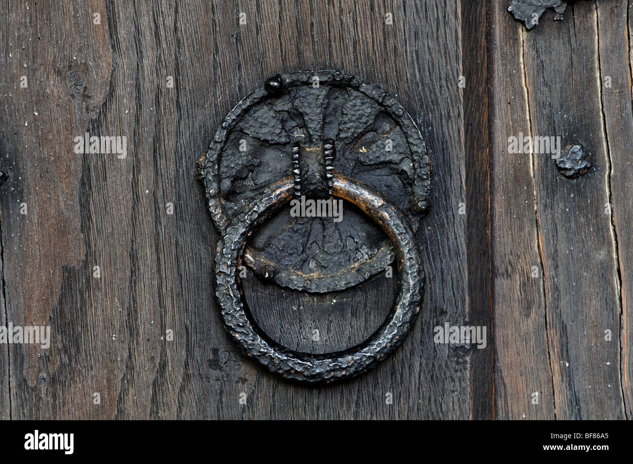 A sanctuary ring on the door of St. Mary`s Church, Wolverton ...
