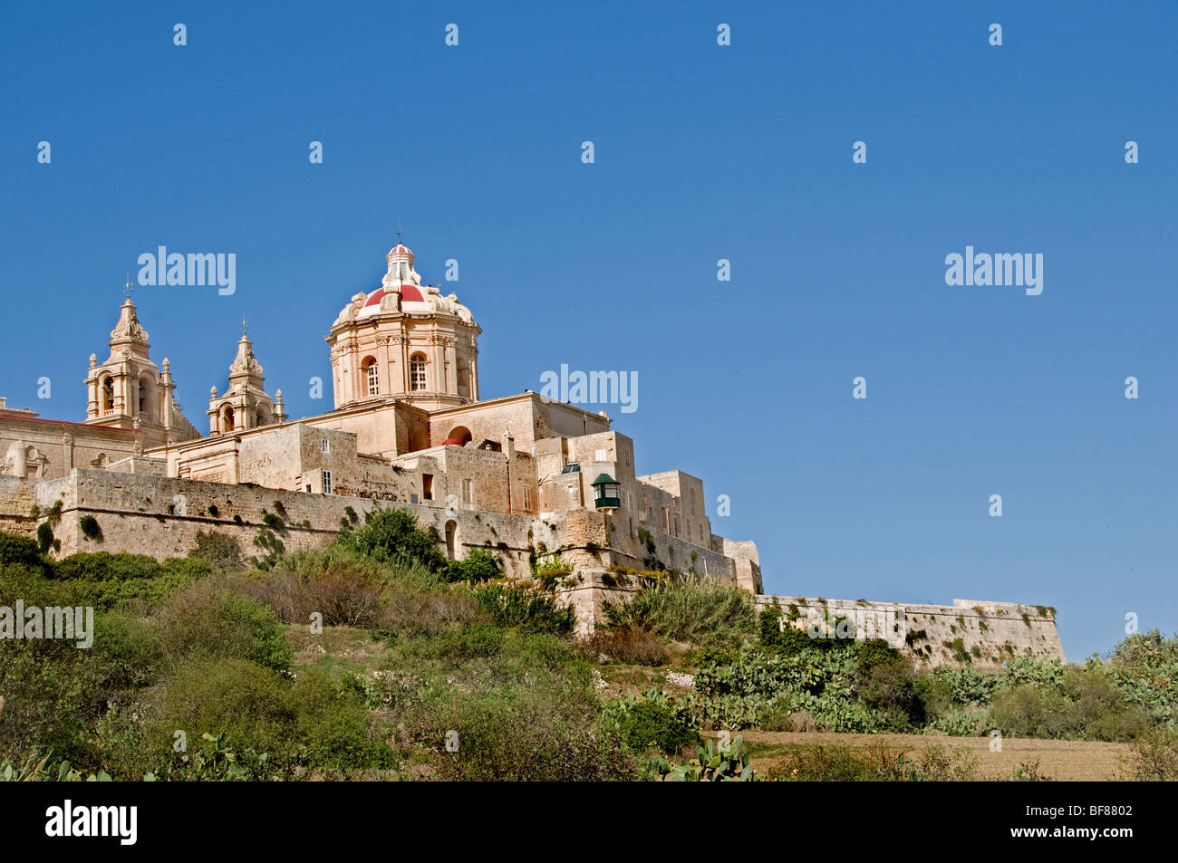 Mdina Rabat Malta fortified city town fort castle Stock Photo - Alamy