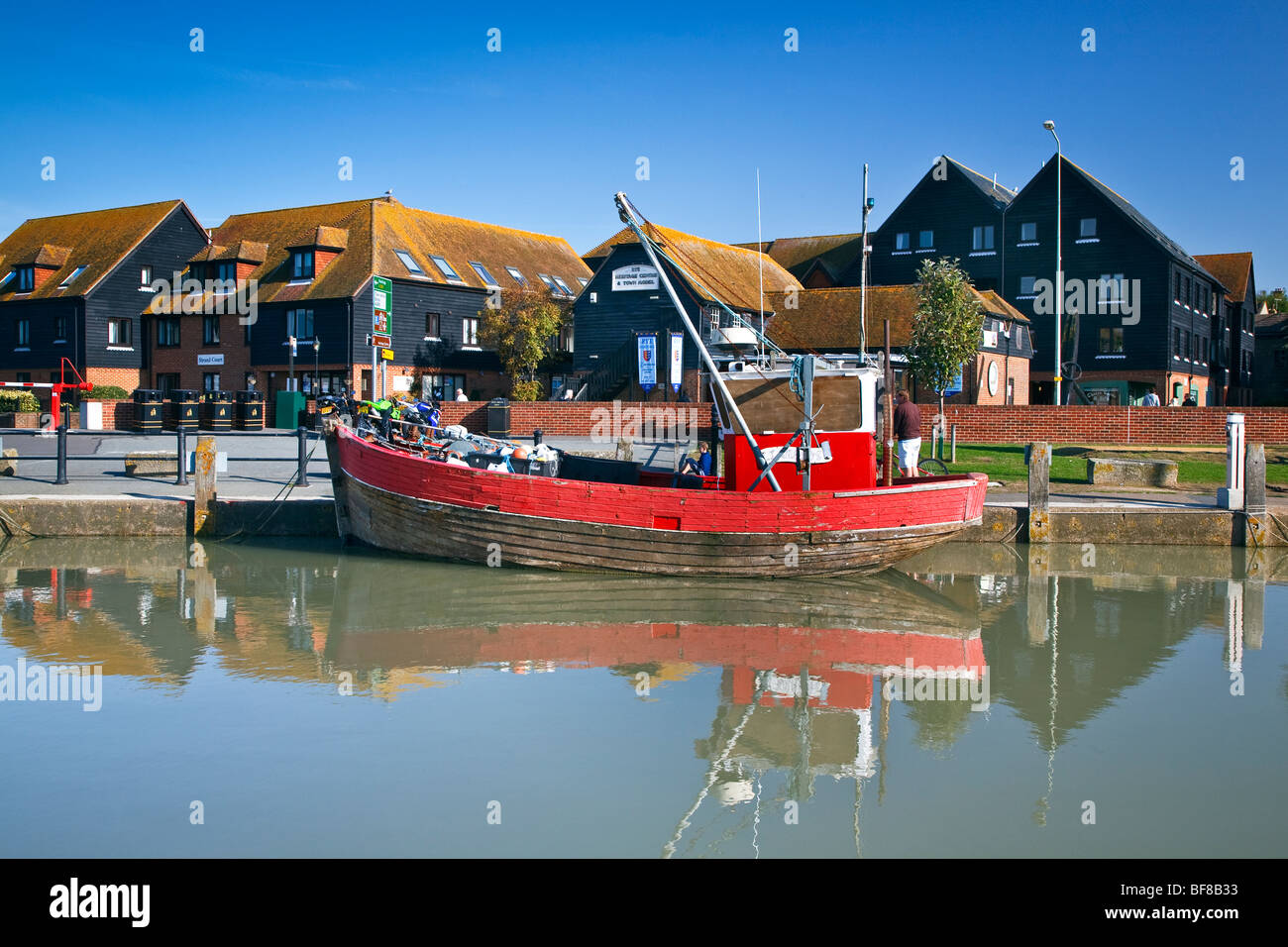 Fishing boat moored at Strand Quay, Rye East Sussex England UK 2009 ...