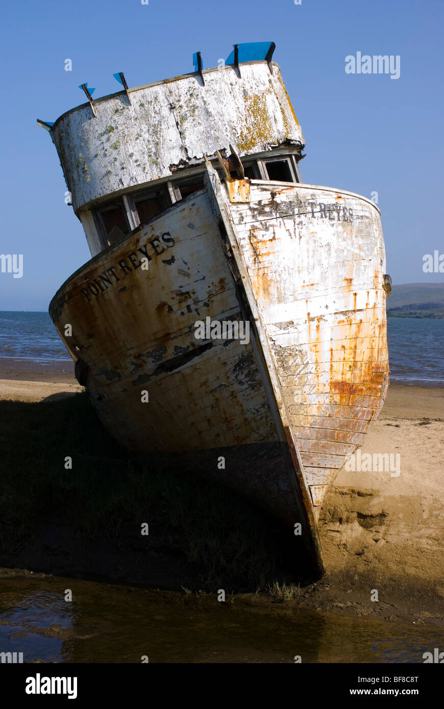 Stranded boat near Point Reyes National Seashore, California, USA Stock ...